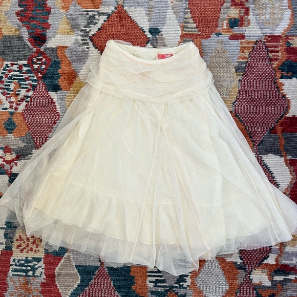 Skirts | Tulle Pleated Skirt In Cream | Poshmark